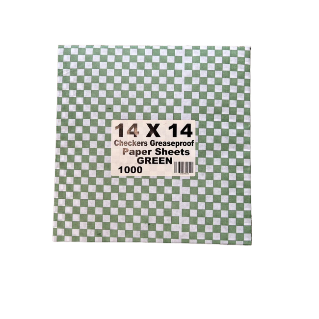 Prolinc - 14"X14" - Green Checkered Greaseproof Sheets
